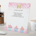 Pastry shop bakery pink logo menu price pedestal sign | Zazzle