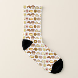 Pastry Tray Croissant Danish Muffin Baked Goods Socks | Zazzle