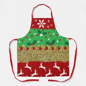 Patch Work Ugly Sweater Pattern Christmas Apron | Zazzle