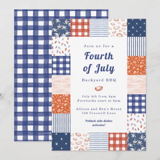 Patchwork 4th of July BBQ Invitation | Zazzle.com