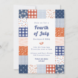 Patchwork 4th of July BBQ Invitation | Zazzle