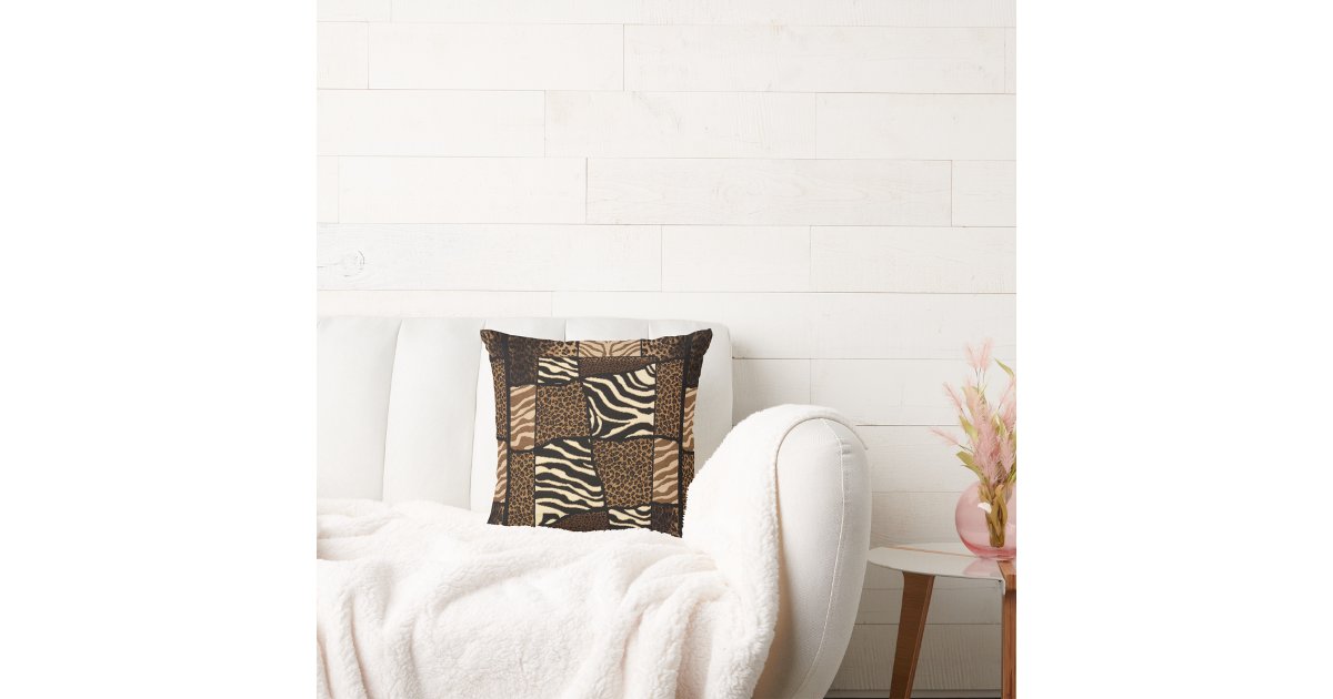 Patchwork African Animal Pattern – Bold & Cultural Throw Pillow | Zazzle