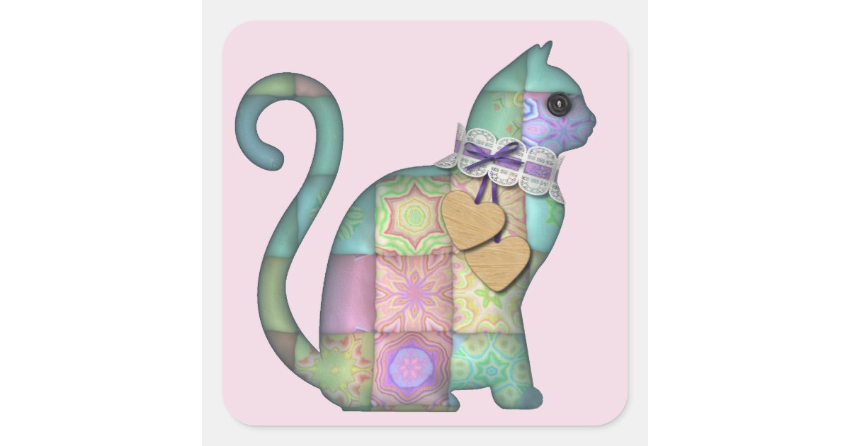 patchwork cat stickers | Zazzle