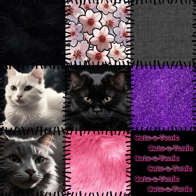 Patchwork Cats-a-Tonic Cat Leggings - Black Purple | Zazzle