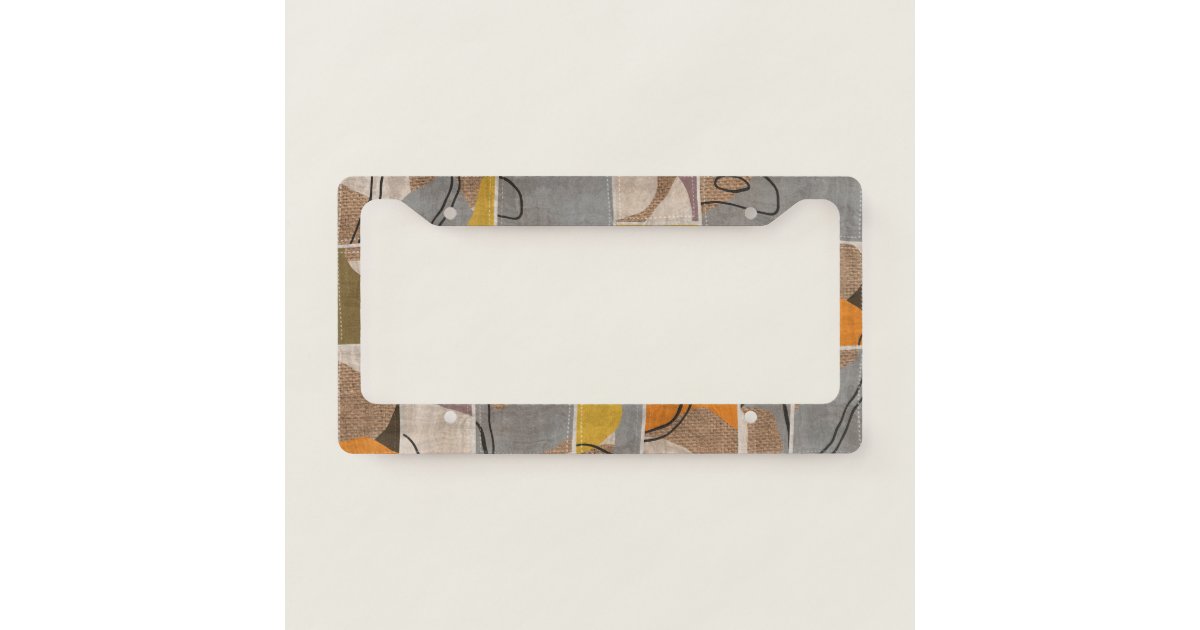 Patchwork collage, quilt mix pattern license plate frame | Zazzle