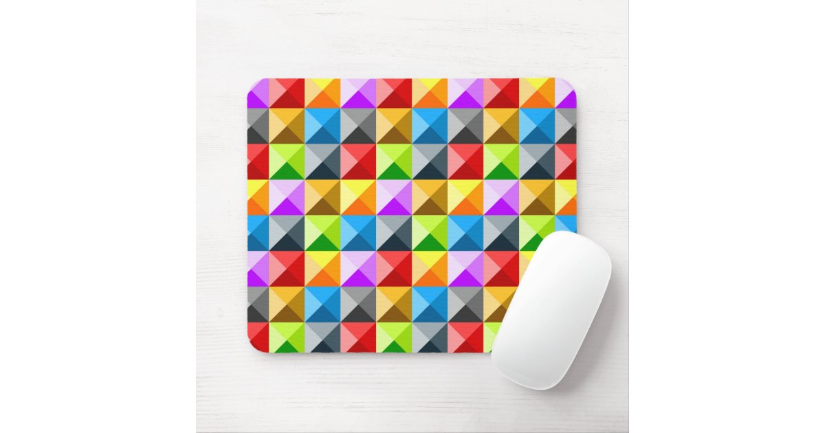 Patchwork Cool Colorful triangle geometric pattern Mouse Pad | Zazzle