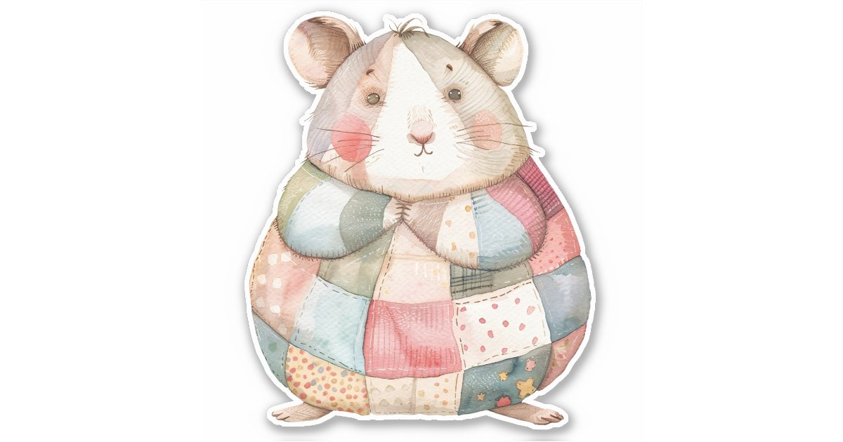 Patchwork Hamster Sticker | Zazzle
