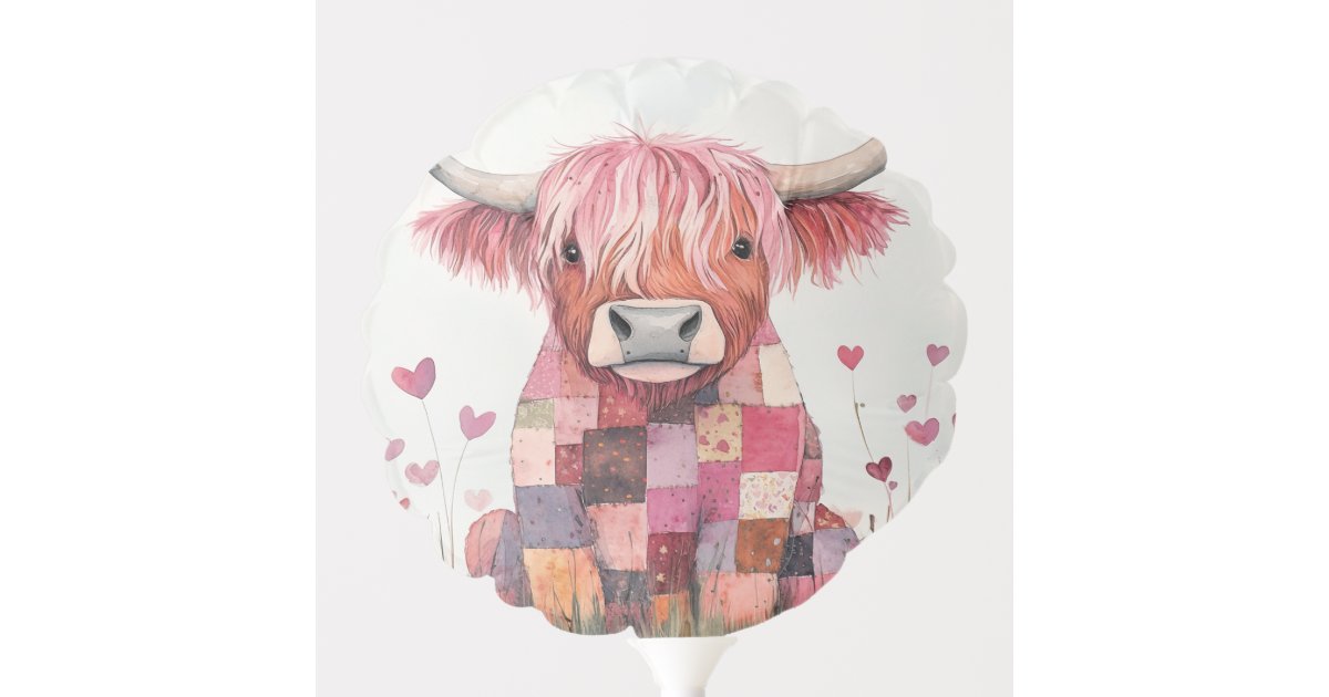 Patchwork Highland Cow Balloon | Zazzle