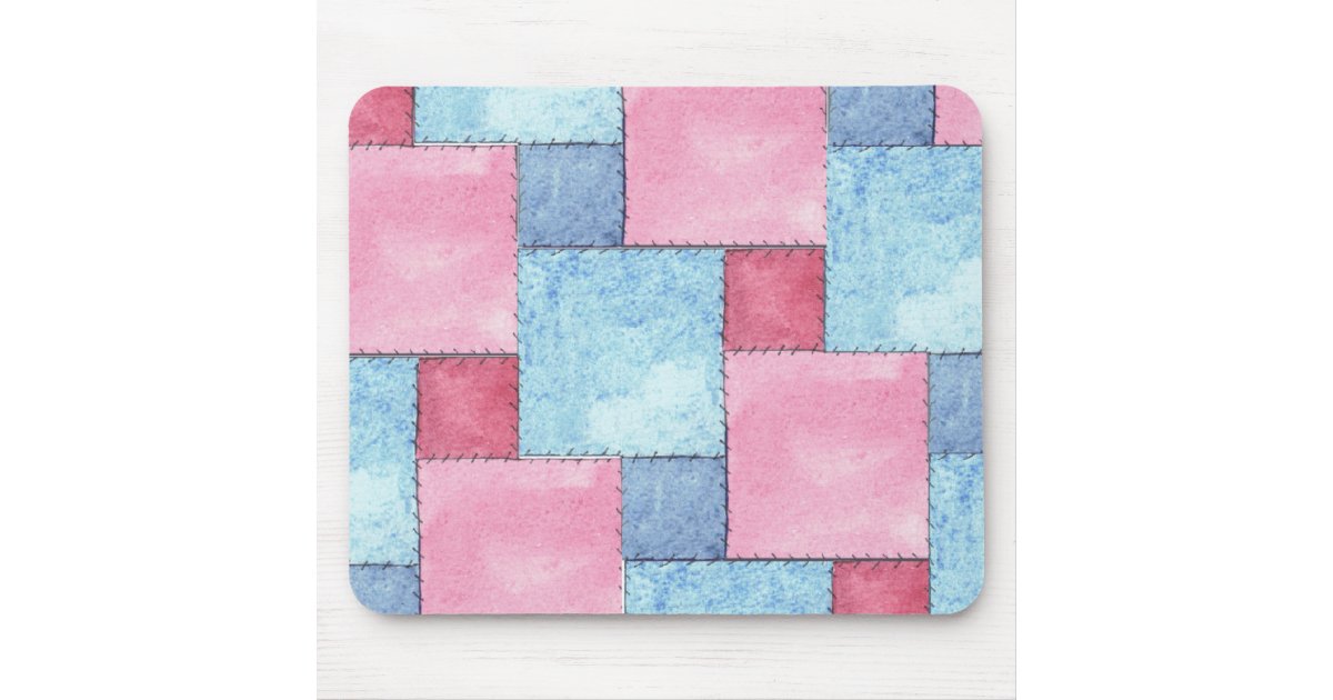 Patchwork Mousepad, Pinks, Blues Mouse Pad | Zazzle
