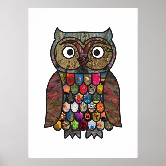 Patchwork Owl Poster | Zazzle.com