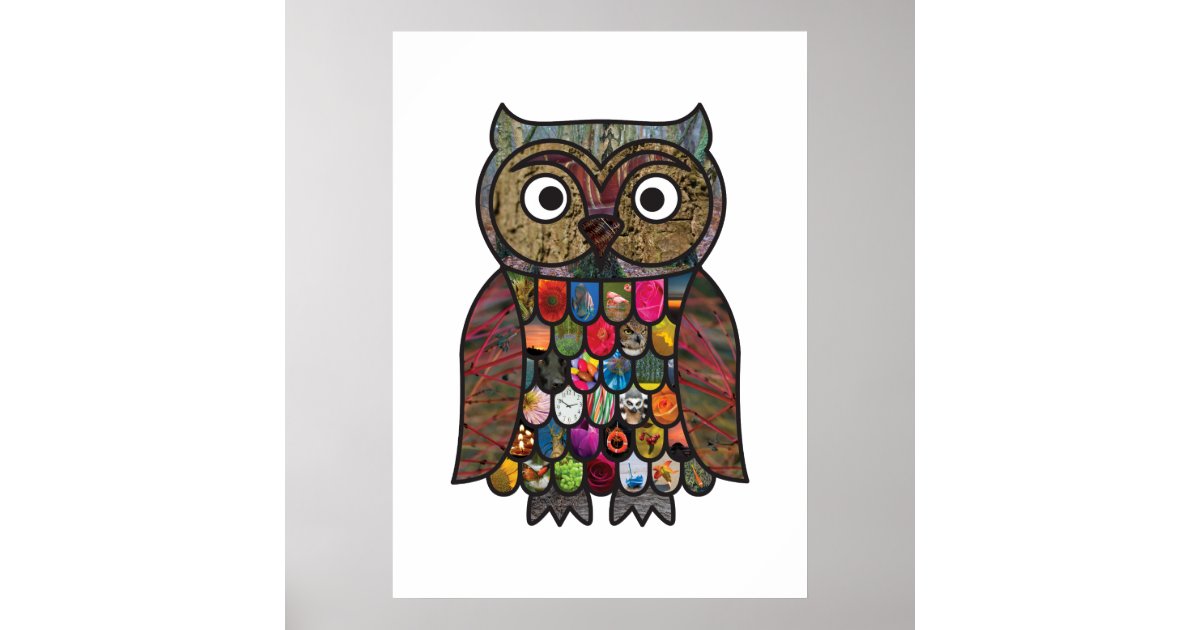 Patchwork Owl Poster | Zazzle