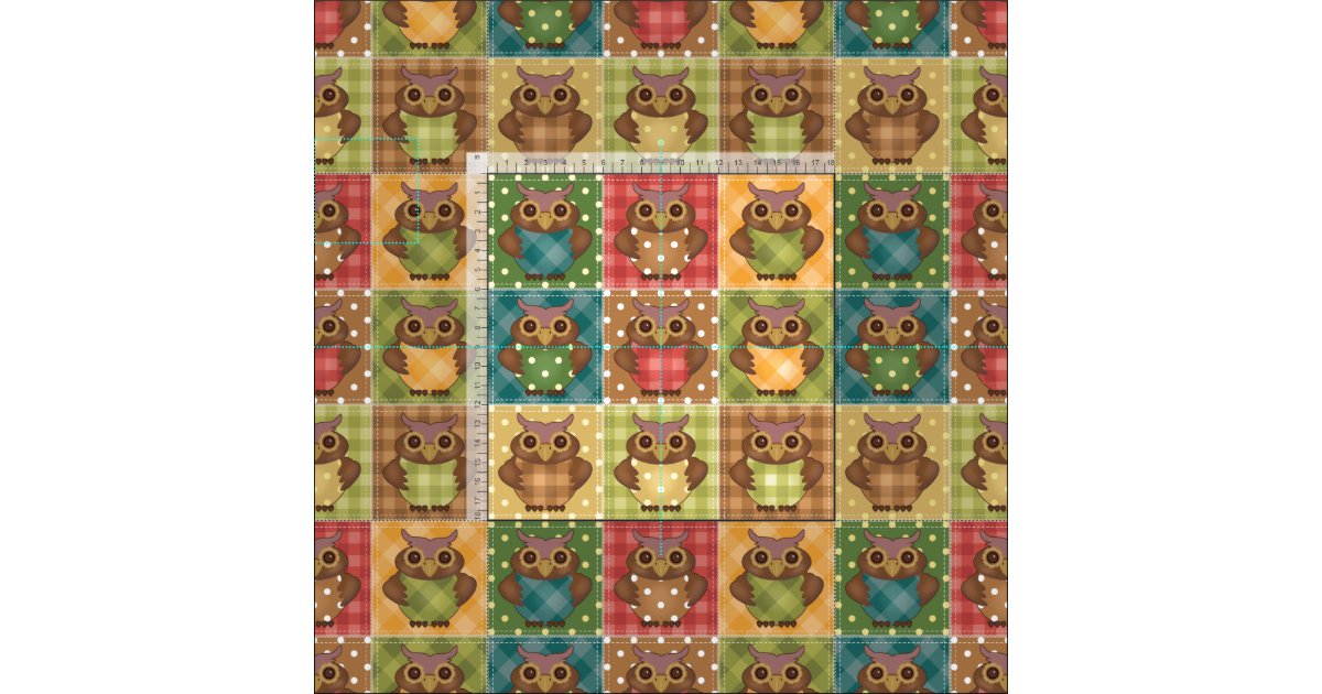 Patchwork Owls Fabric | Zazzle