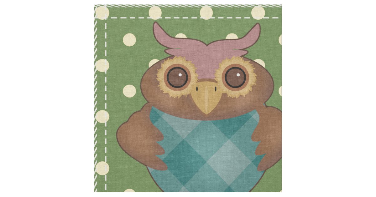 Patchwork Owls Fabric | Zazzle