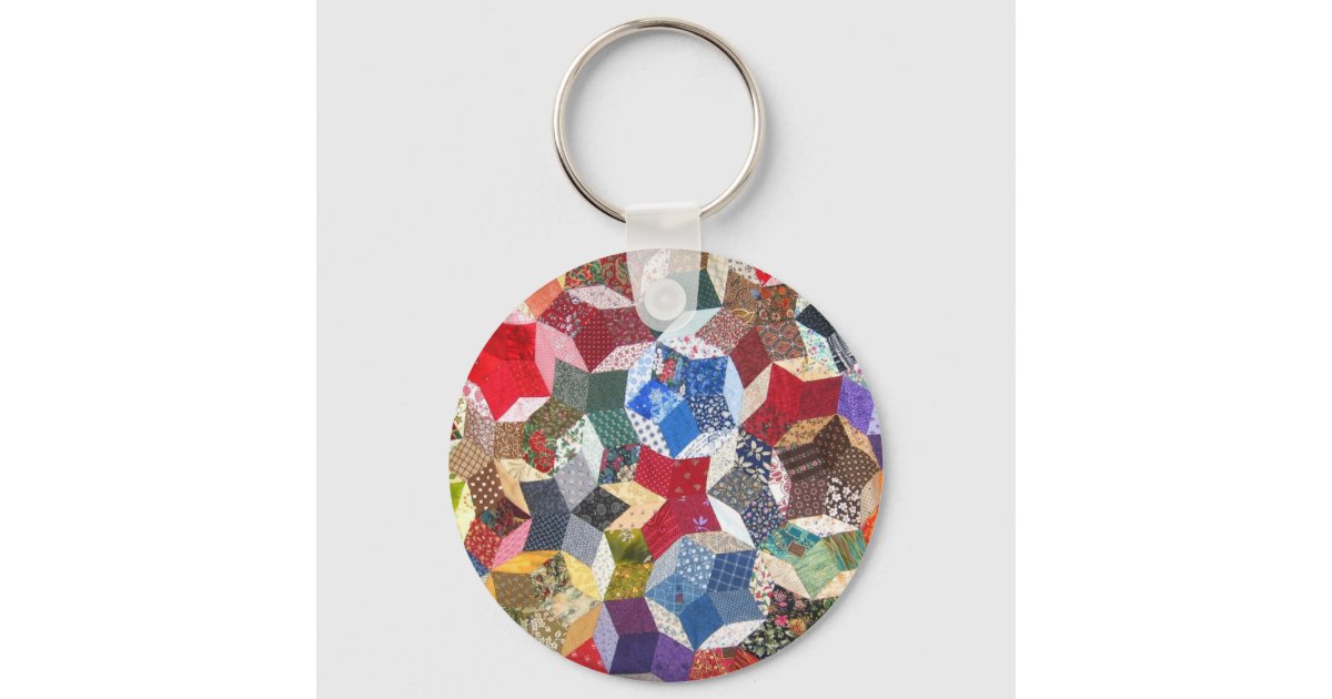 Patchwork Quilt Keychain | Zazzle
