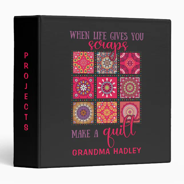 Patchwork Quilt Personalized Project 3 Ring Binder | Zazzle