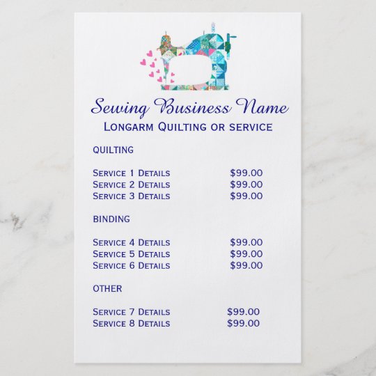 Patchwork Quilt Sewing Machine Business Flyer | Zazzle.com