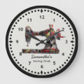 Patchwork Quilt Sewing Machine Wall Clock | Zazzle