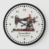 Patchwork Quilt Sewing Machine Wall Clock | Zazzle