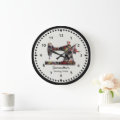Patchwork Quilt Sewing Machine Wall Clock | Zazzle