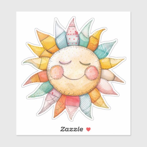 Patchwork Sun Sticker | Zazzle