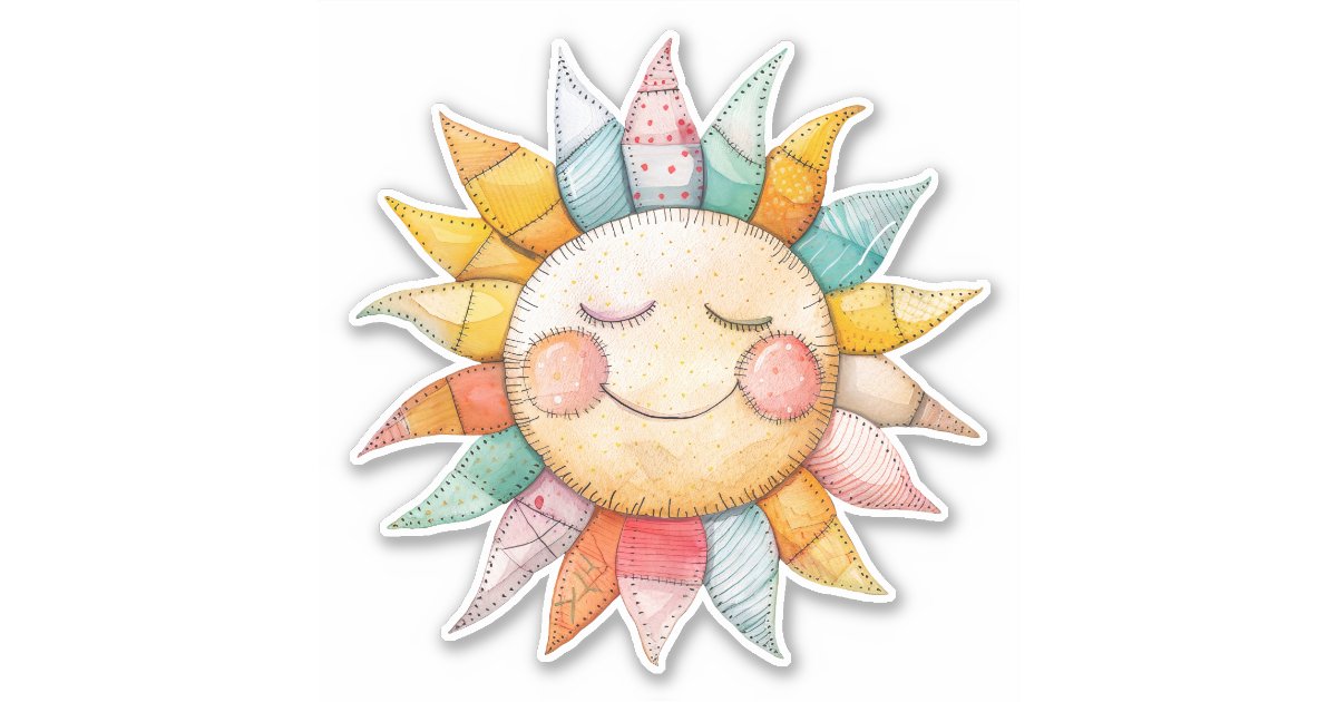 Patchwork Sun Sticker | Zazzle