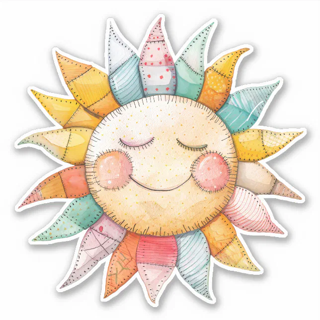 Patchwork Sun Sticker | Zazzle