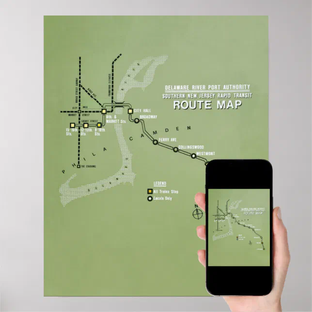 PATCO Route Map Replica Poster | Zazzle