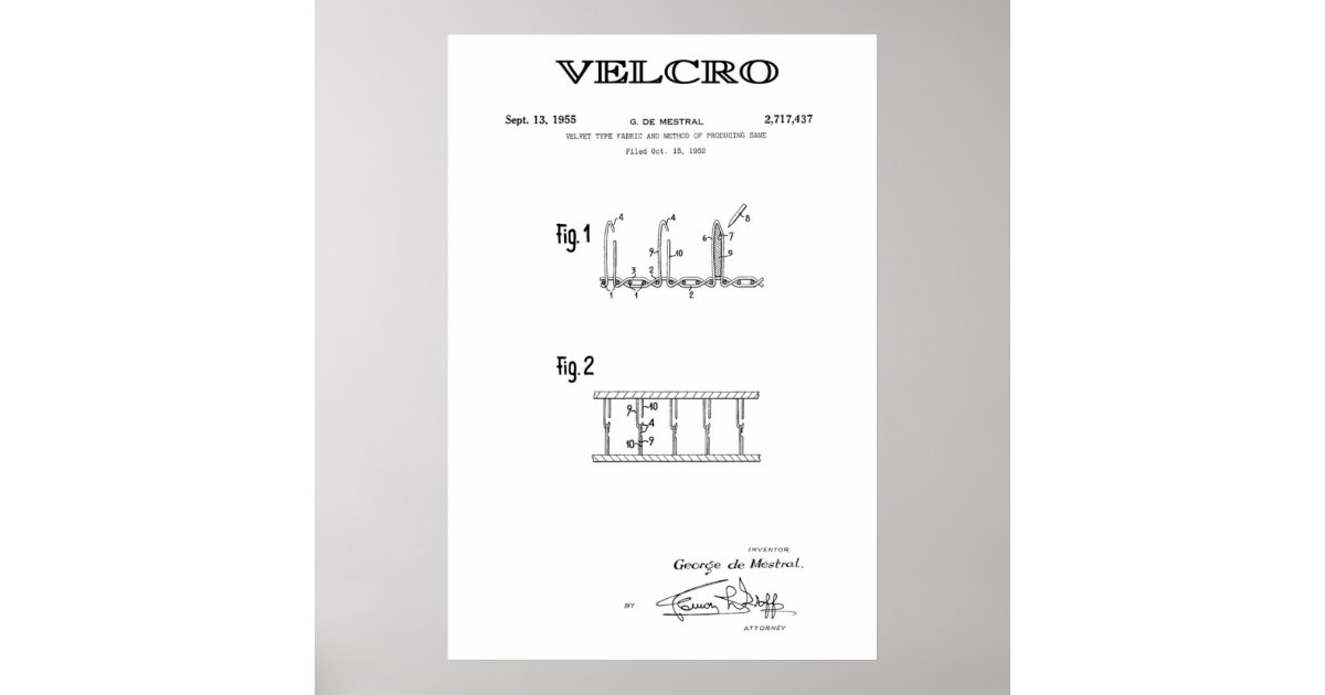 PATENT ART for VELCRO 1955 Poster | Zazzle
