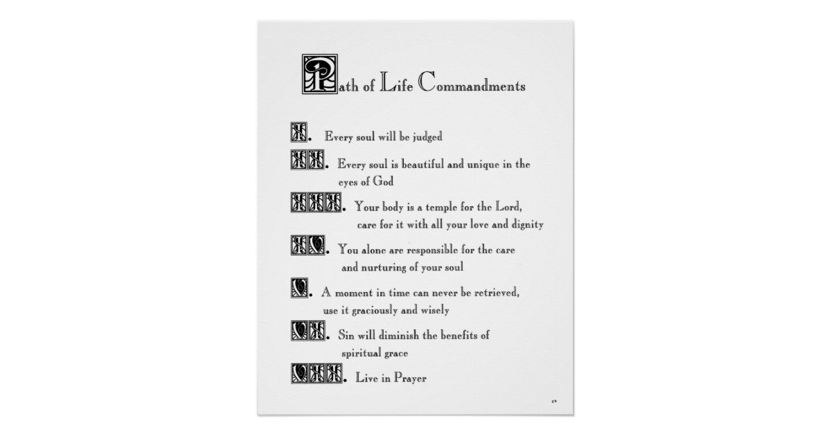 Path of Life Commandments Poster | Zazzle