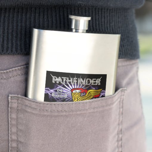 Pathfinder Badge-“First In Last Out” Flask | Zazzle