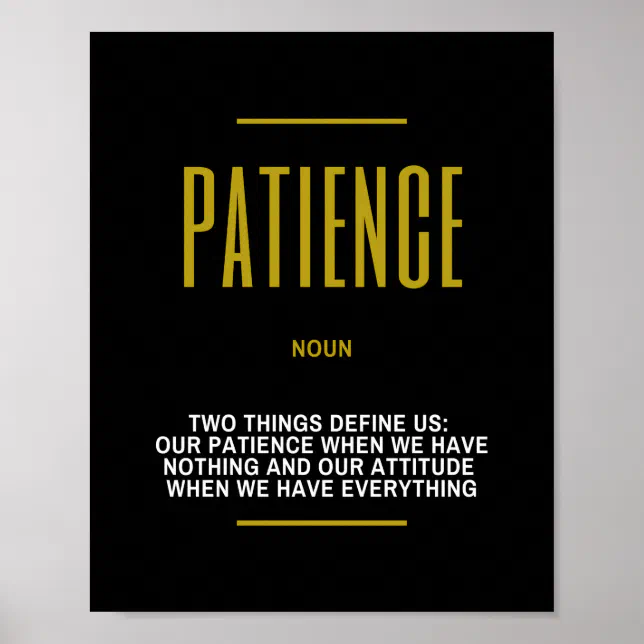 Patience Inspirational Quote On Success Poster | Zazzle
