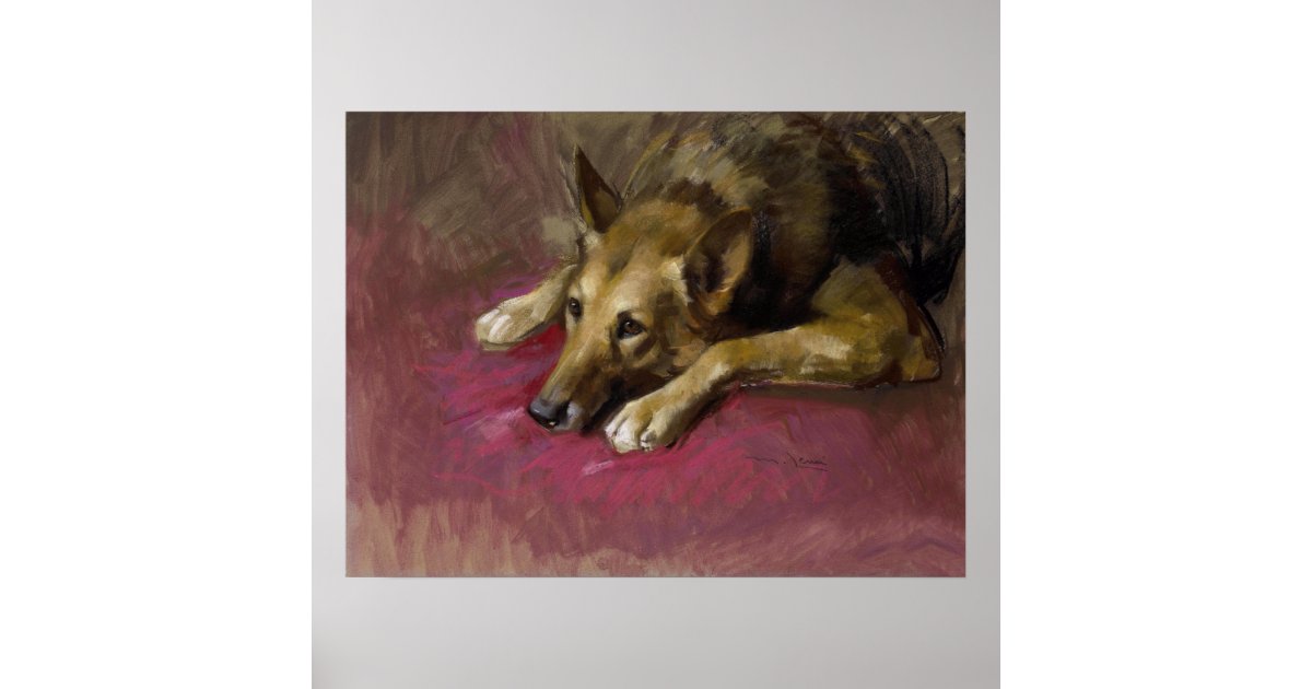 Patient German Shepherd by Marino Lenci Poster | Zazzle