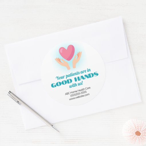 Patients in Good Hands Medical Marketing Classic Round Sticker | Zazzle