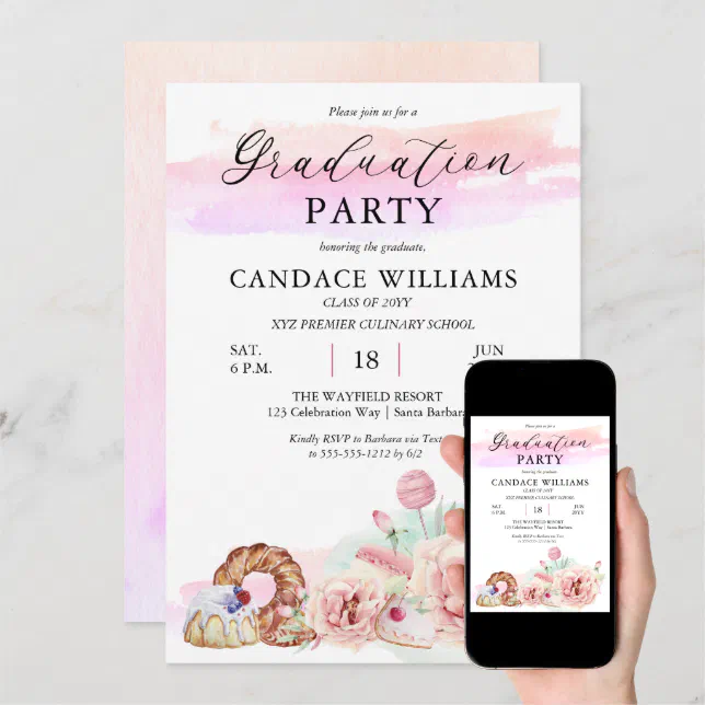 Patisserie Culinary School Graduation Party Invitation | Zazzle
