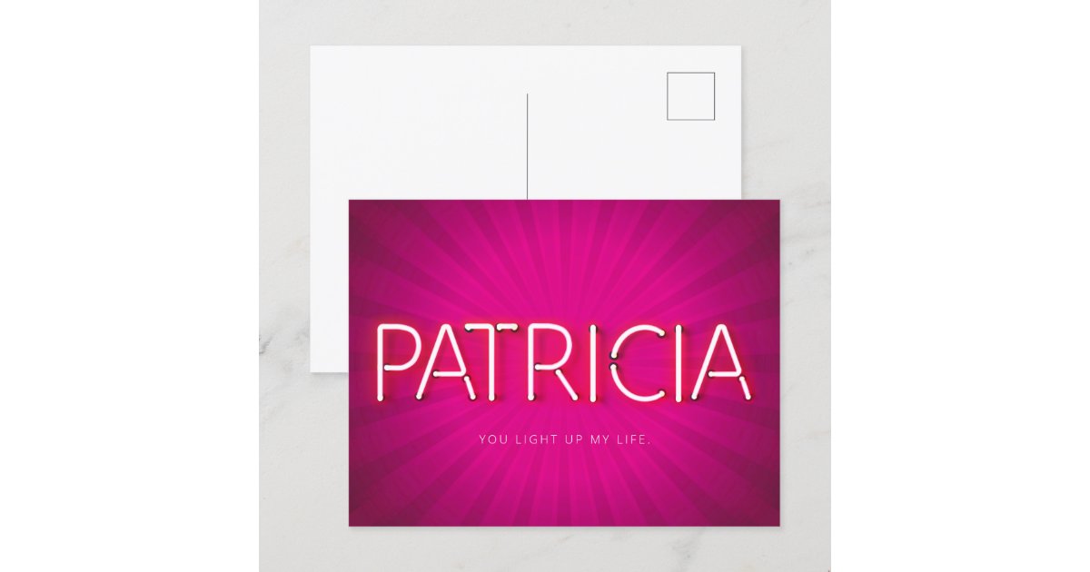 Patricia name in glowing neon lights postcard | Zazzle