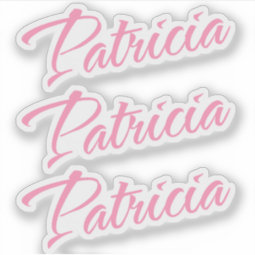 Patricia name in pink cursive font x3 sticker | Zazzle