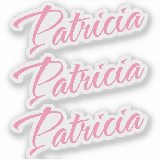 Patricia name in pink cursive font x3 sticker | Zazzle