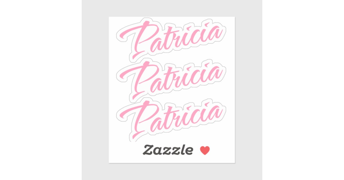 Patricia name in pink cursive font x3 sticker | Zazzle