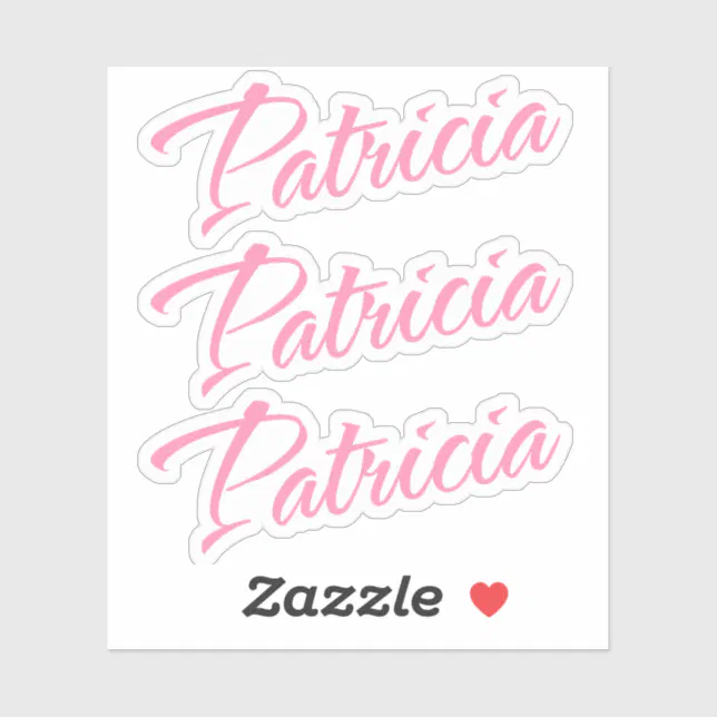 Patricia name in pink cursive font x3 sticker | Zazzle
