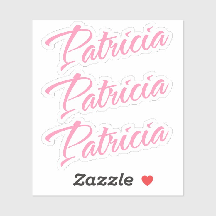 Patricia name in pink cursive font x3 sticker | Zazzle