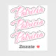 Patricia name in pink cursive font x3 sticker | Zazzle