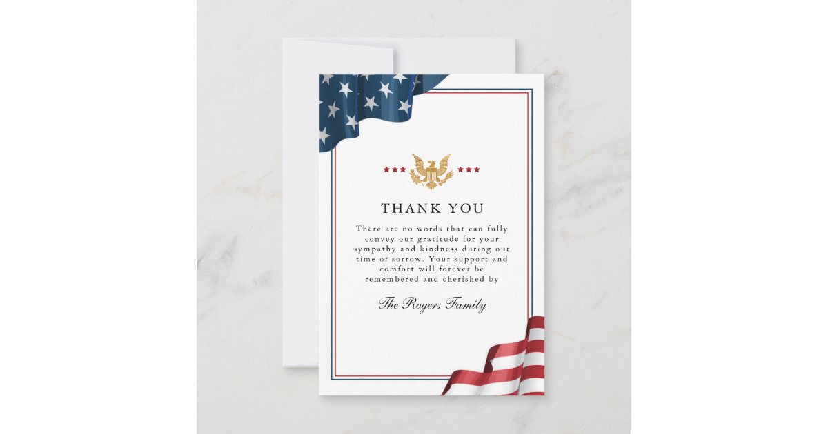 Patriot Flat Thank You Note Card | Zazzle