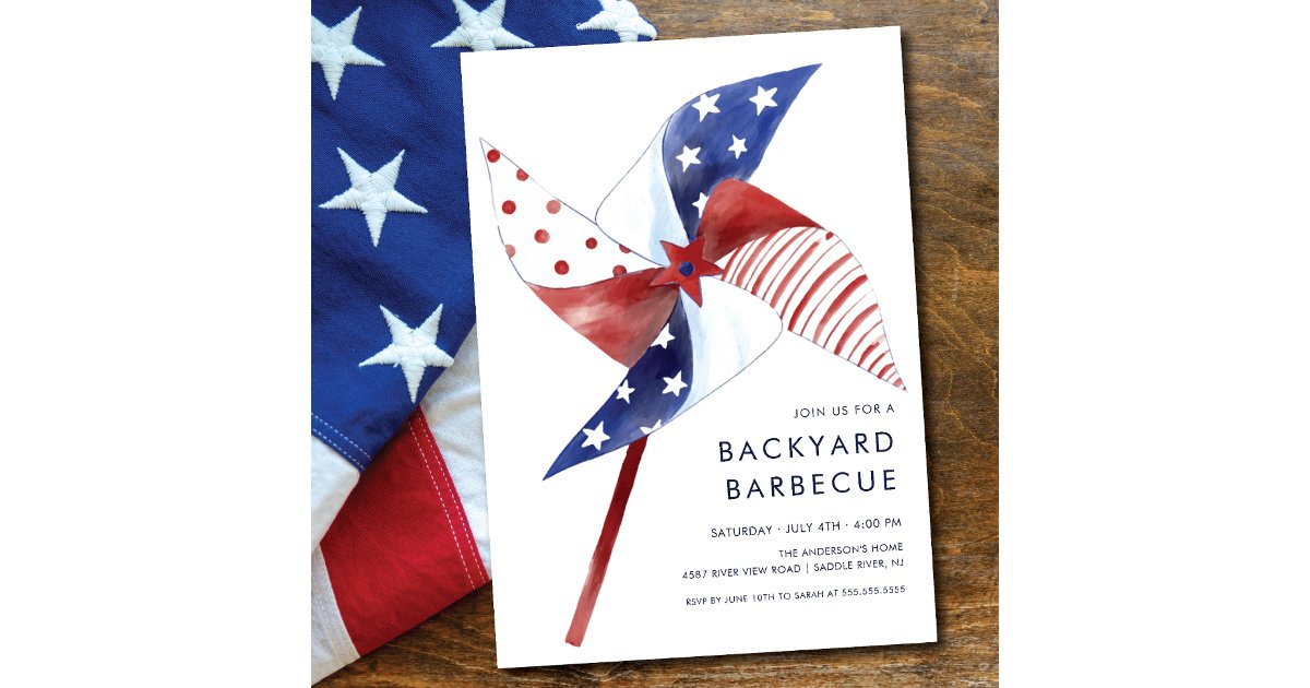 Patriot Party Pinwheel Invitation | Zazzle