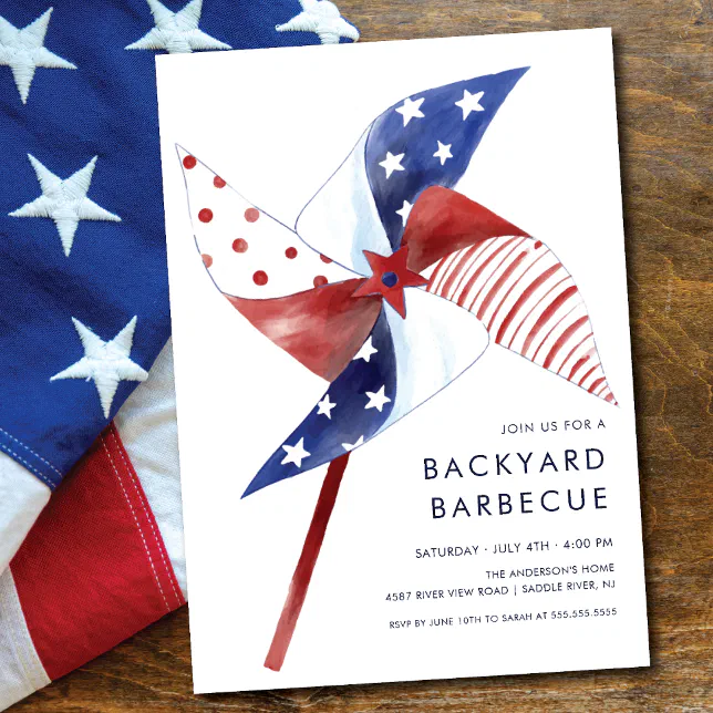 Patriot Party Pinwheel Invitation | Zazzle