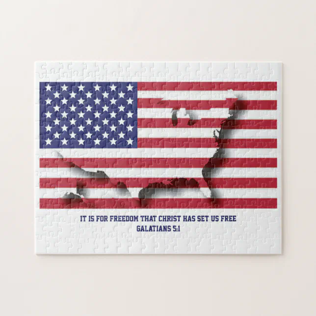PATRIOTIC 4TH JULY For Freedom Christ Set Us Free Jigsaw Puzzle | Zazzle
