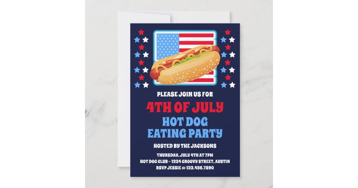 Patriotic 4th of July Hot Dog Party Invitation | Zazzle