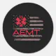 Patriotic Aemt Medical Technician First Aider Classic Round Sticker ...