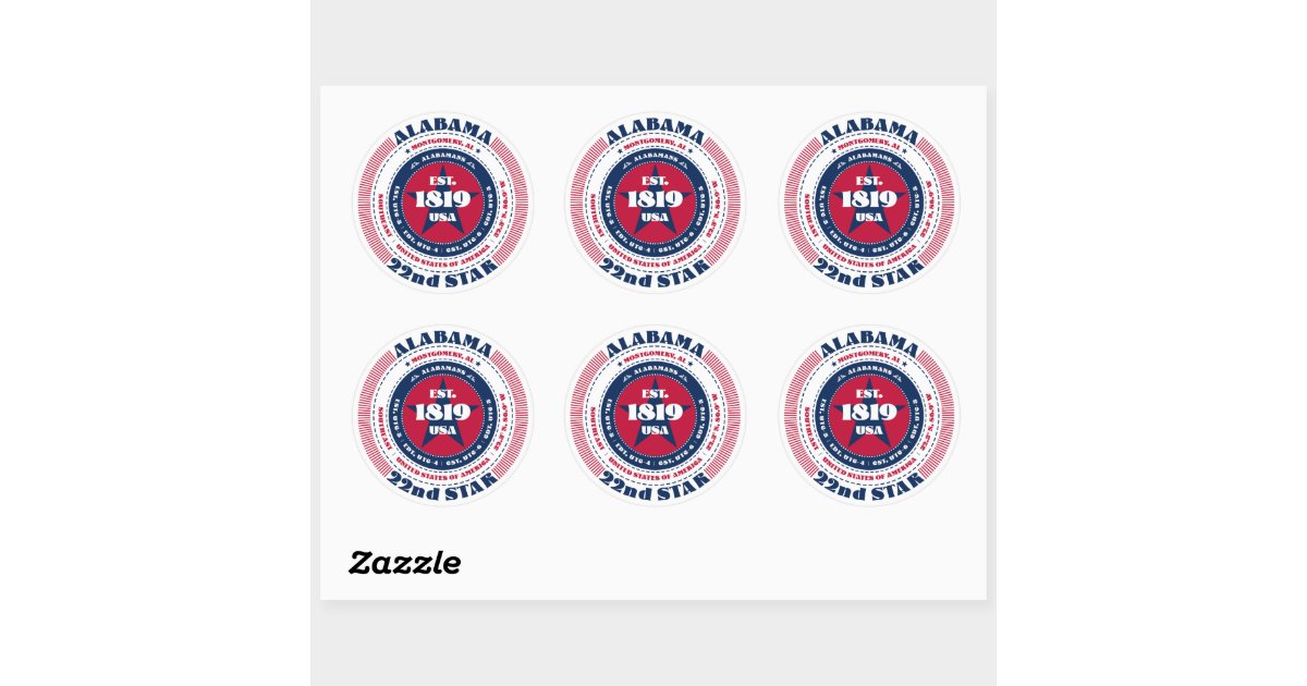 Patriotic Alabama Circle Design Sticker | Zazzle