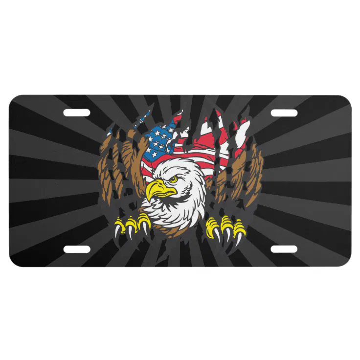 Patriotic American Bald Eagle USA Flag License Plate | Zazzle