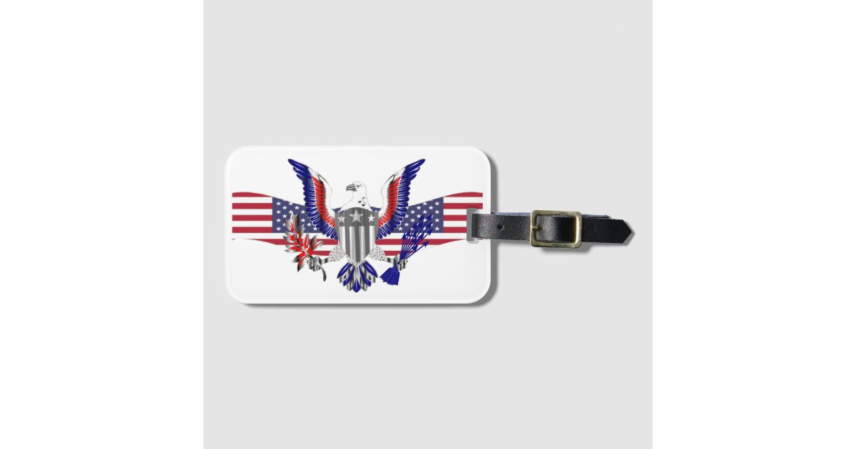 Patriotic American eagle and flag Luggage Tag | Zazzle